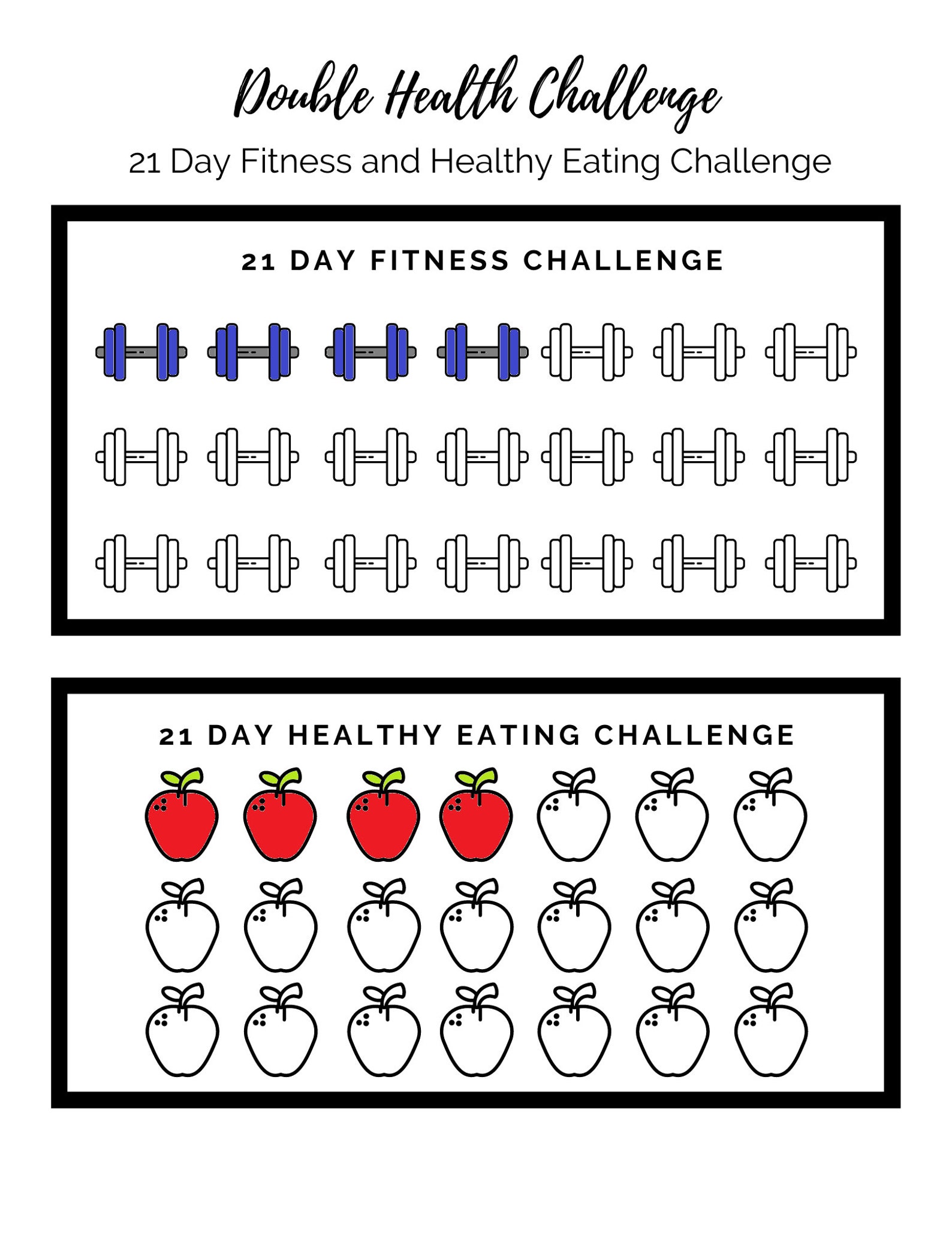 21 Day Fitness Challenge Printable 21 Day Healthy Habits Challenge ...