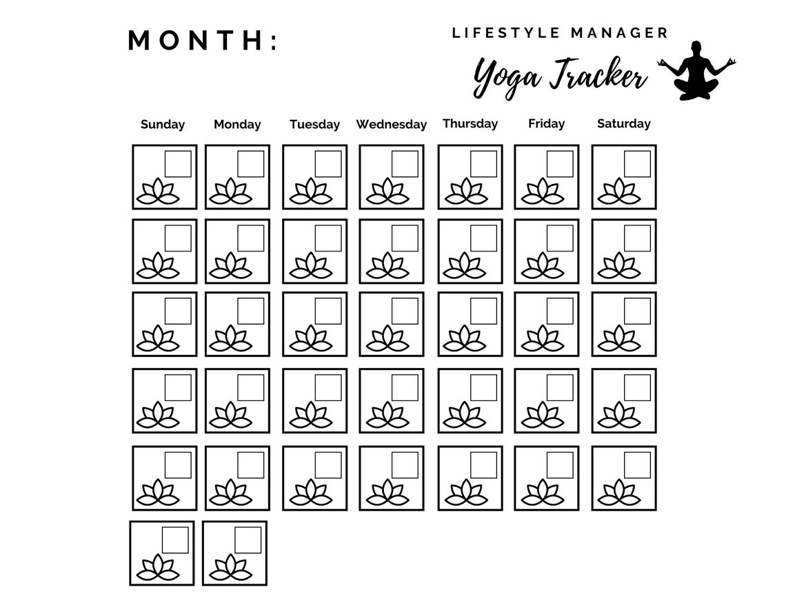 Monthly Yoga Calendar Printable Yogic Life Style Yoga Goals Daily Yoga ...