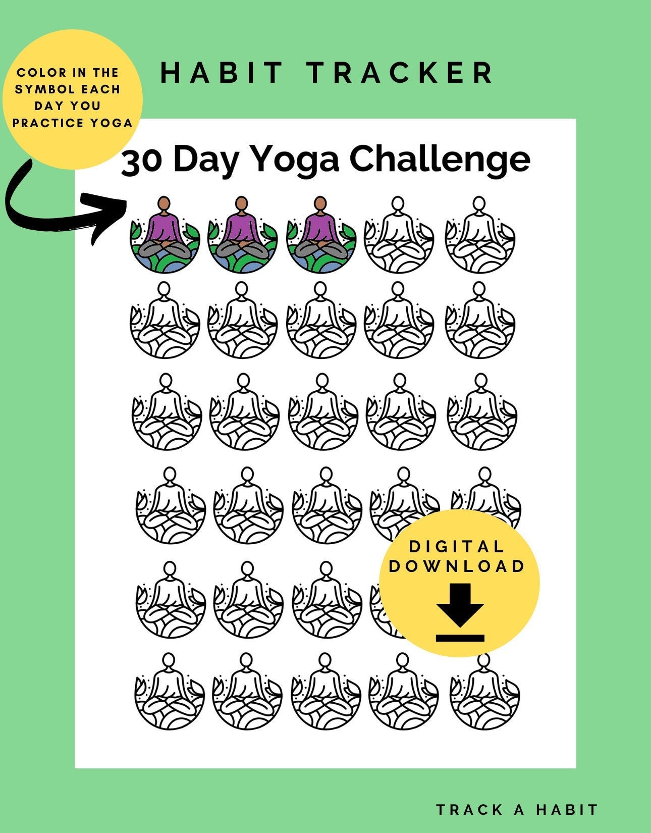 30 Day Yoga Challenge Printable Yoga Challenge Yoga Lifestyle Yoga ...