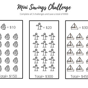 Mini Savings Challenge Bundle Printable Ocean Theme Savings Challenges ...