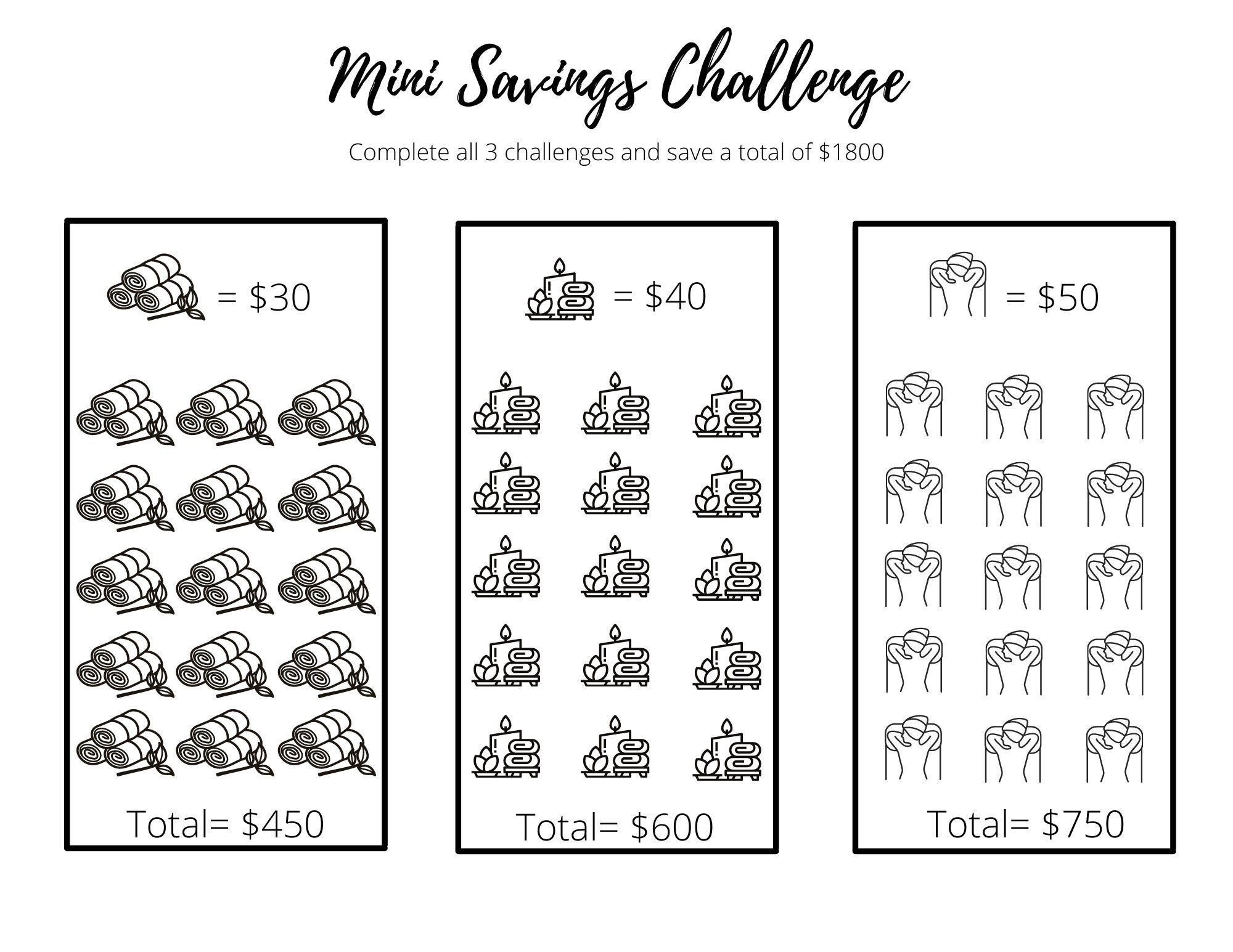 Mini Money Savings Challenge Printable Beauty Mini Challenge Bundle ...