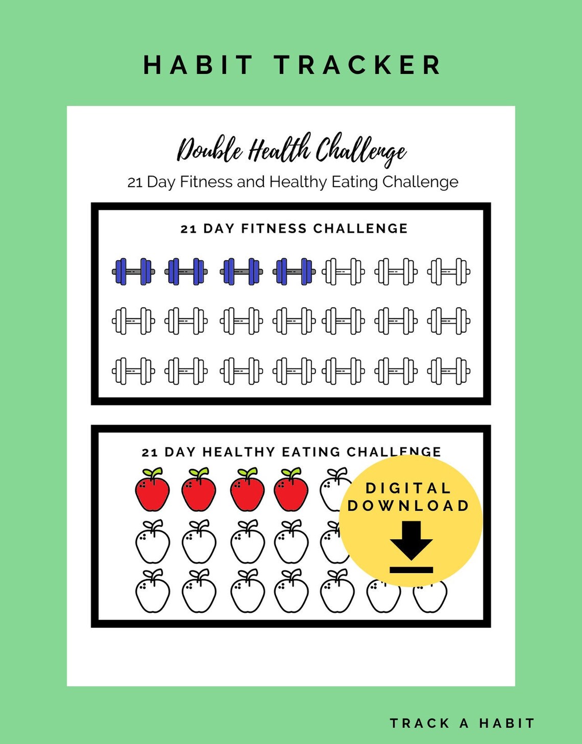 21 Day Fitness Challenge Printable 21 Day Healthy Habits Challenge ...