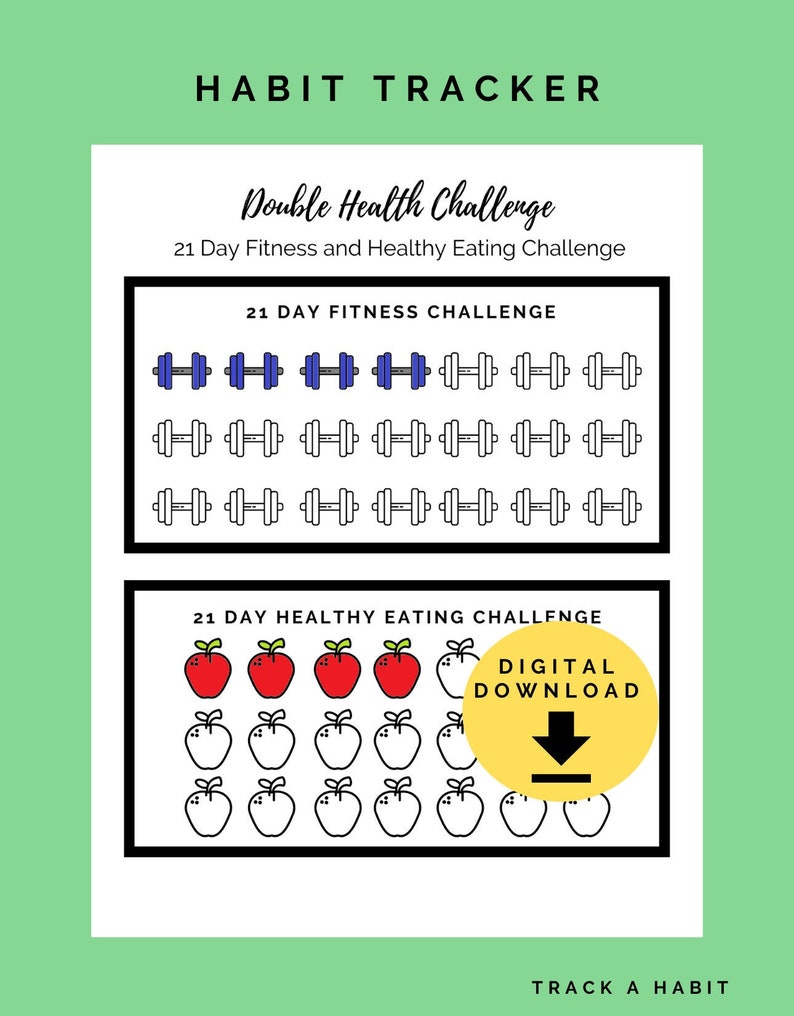 21 Day Fitness Challenge Printable 21 Day Healthy Habits Challenge ...