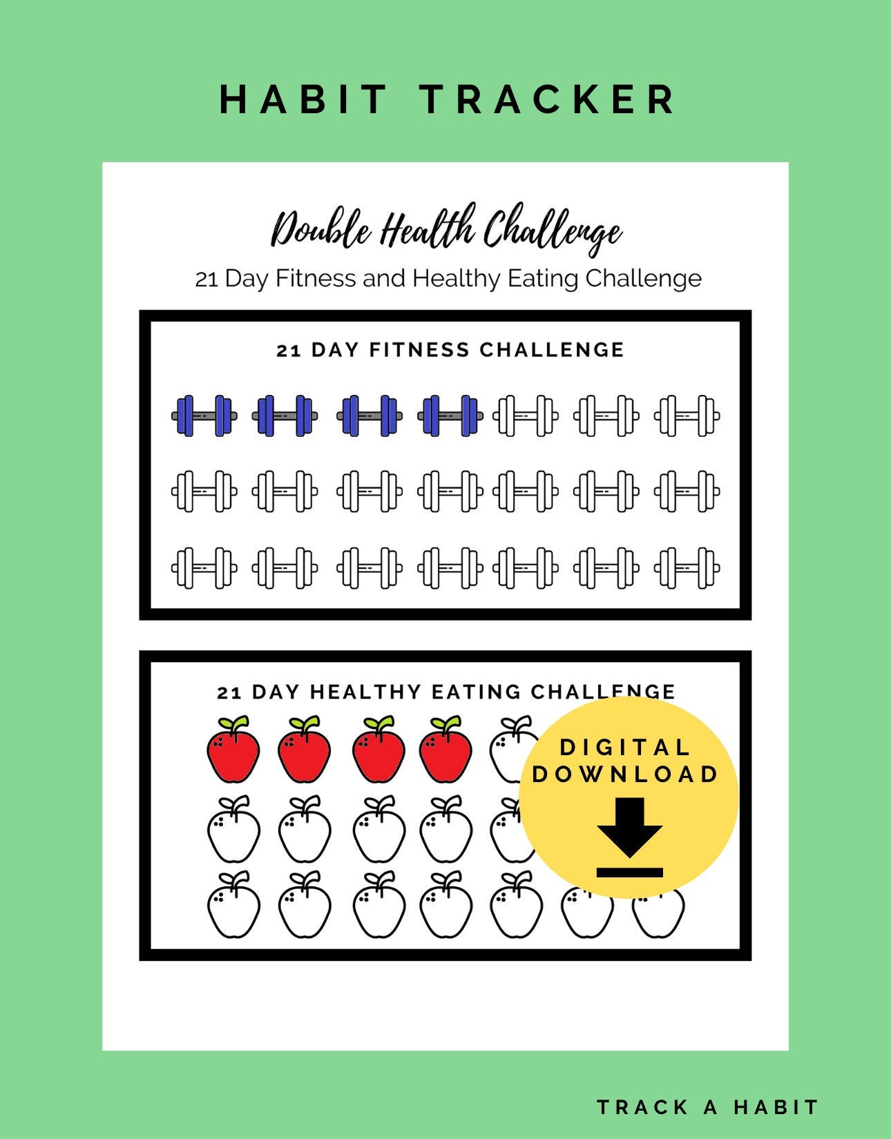 21 Day Fitness Challenge Printable 21 Day Healthy Habits Challenge ...