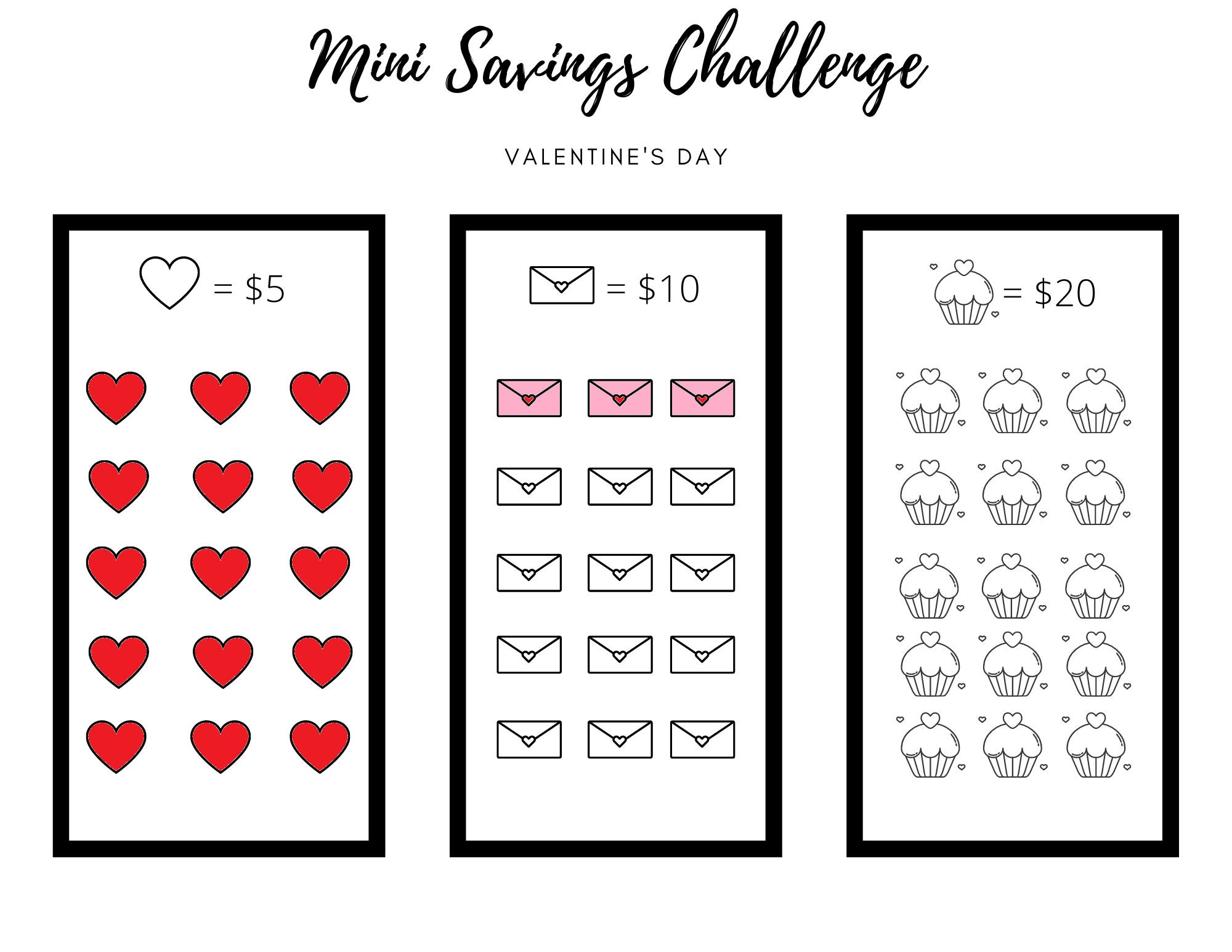 Mini Valentine's Day Savings Tracker Printable Valentine's Day Savings ...