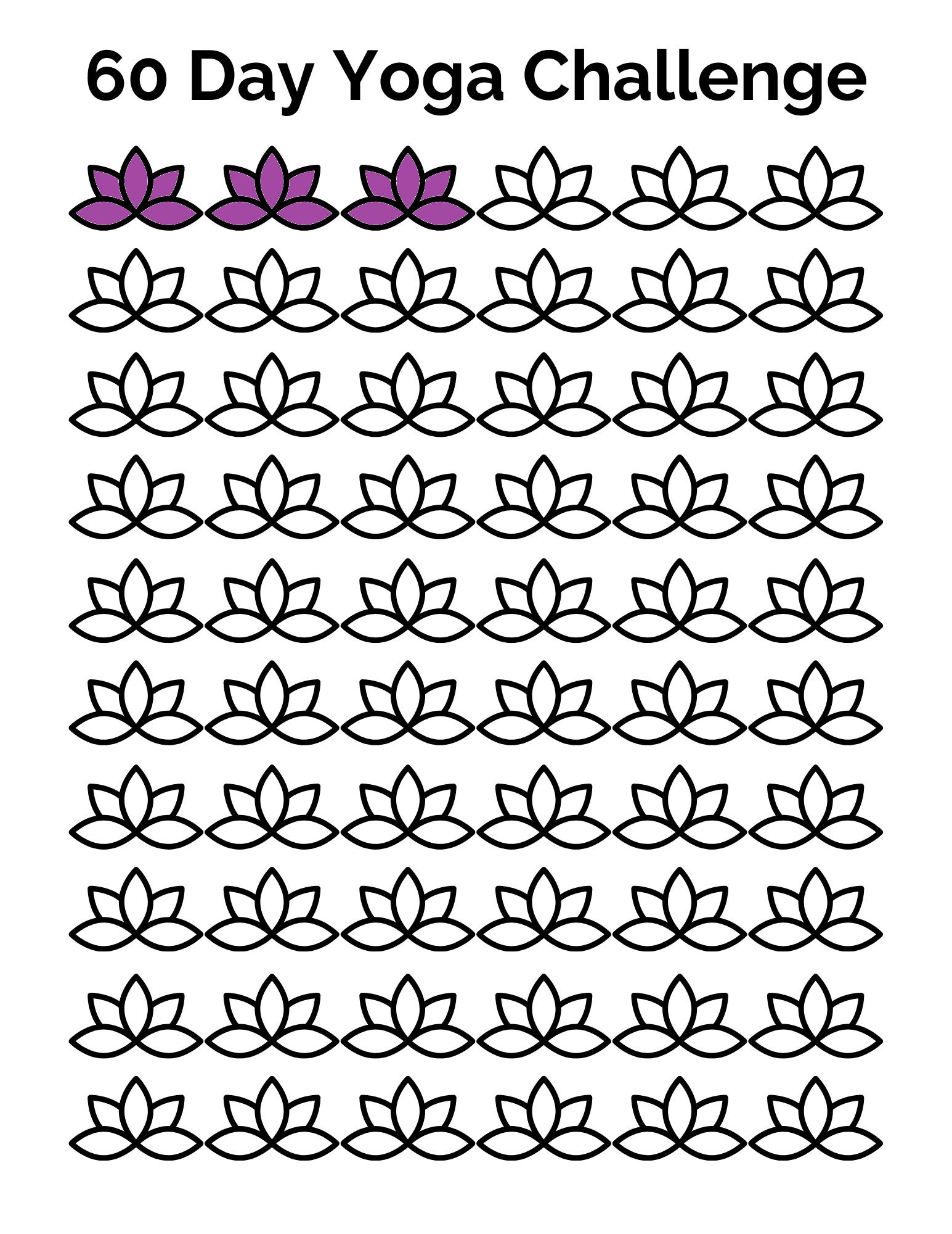 Yoga Challenge Bundle Printable Yoga Lifestyle Daily Yoga Tracker Yoga ...