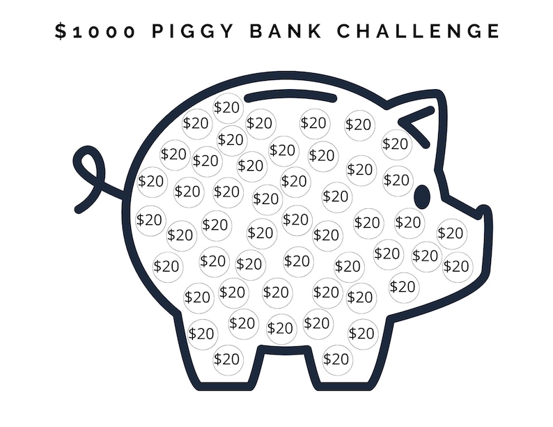 1000 Dollars Savings Tracker Printable Money Savings - Etsy