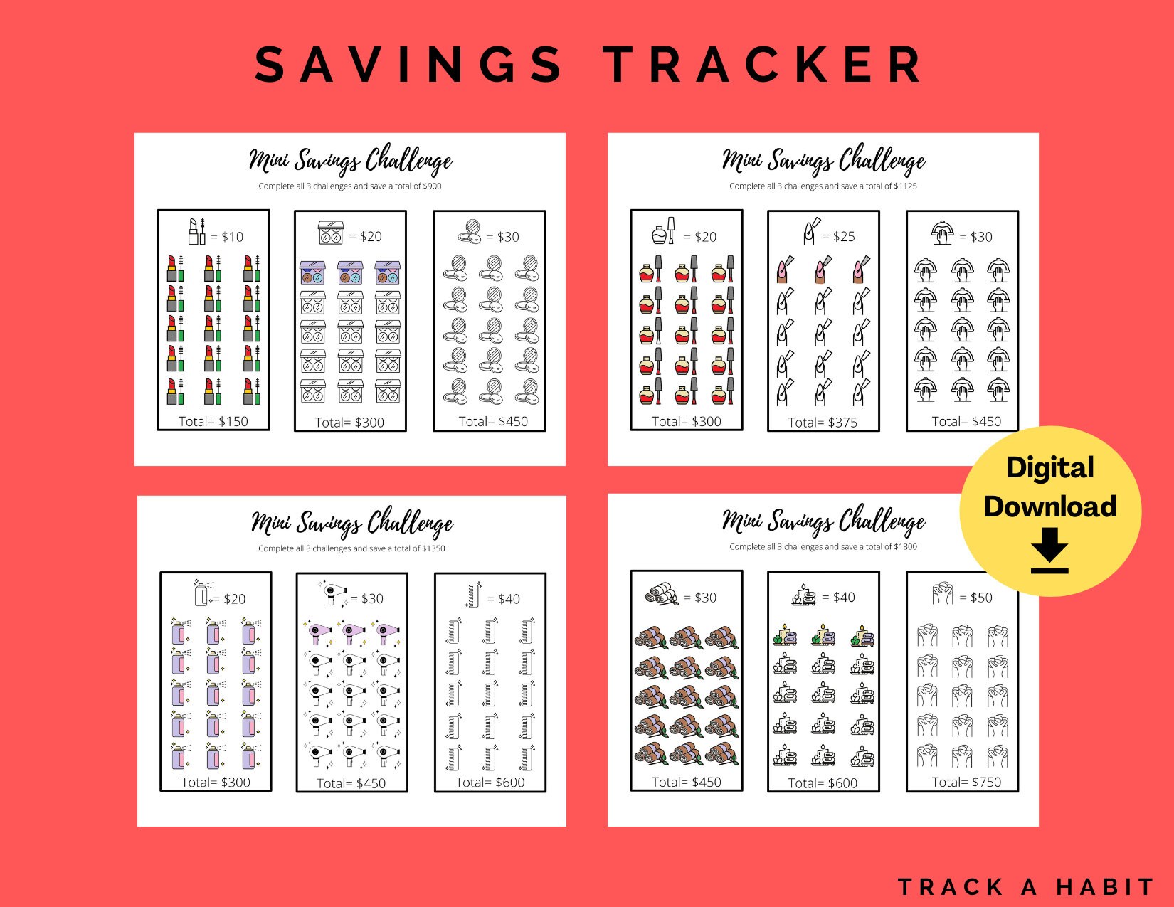 Mini Money Savings Challenge Printable Beauty Mini Challenge Bundle ...