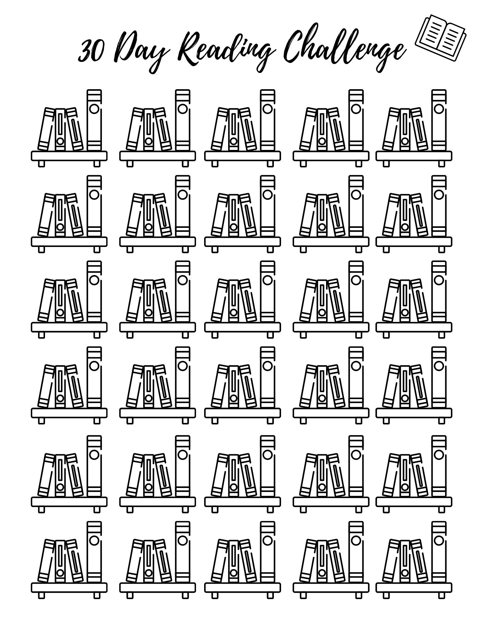 30 Day Reading Challenge Printable Read Daily Reading Goals Reading ...