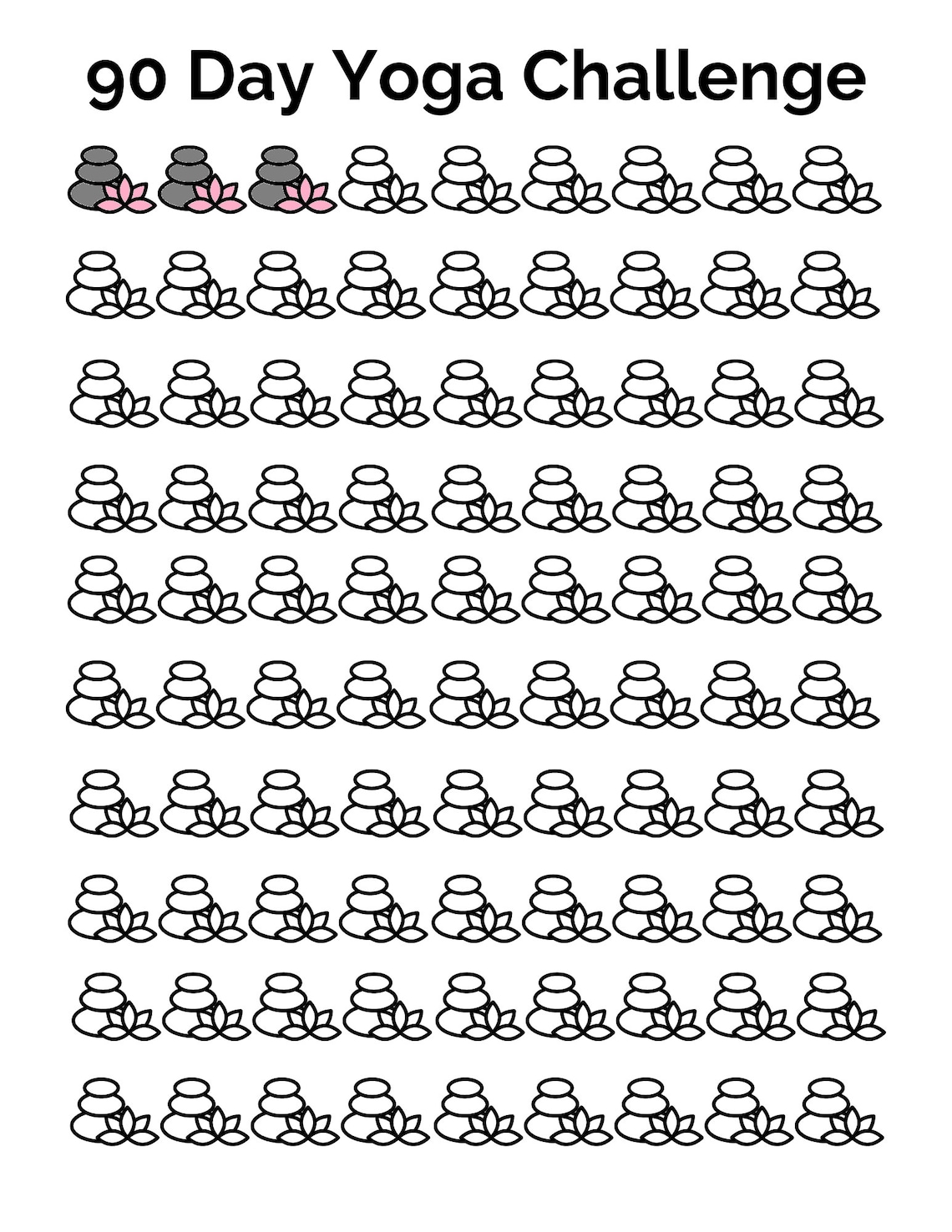 Yoga Challenge Bundle Printable Yoga Lifestyle Daily Yoga Tracker Yoga ...