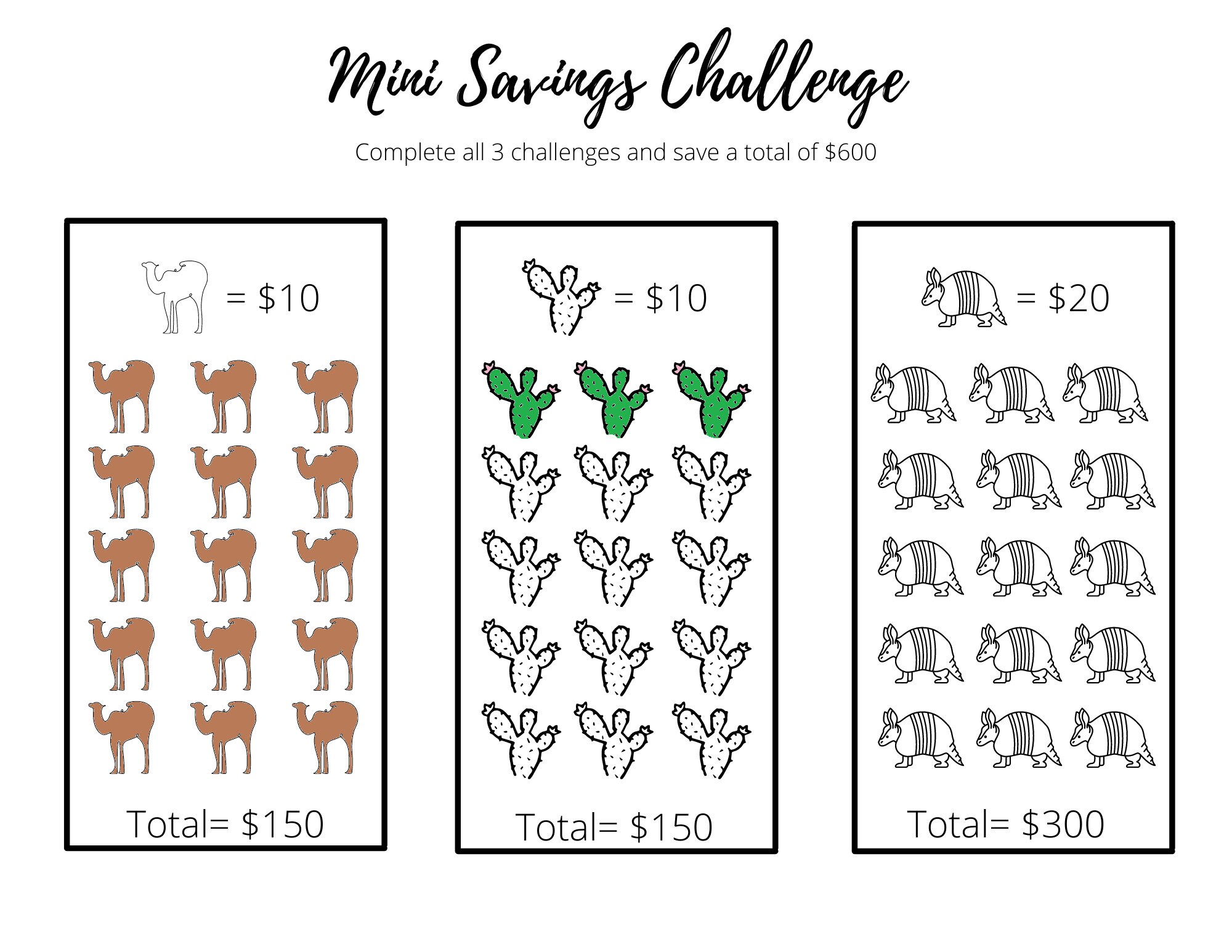 Mini Money Challenge Bundle Printable Adventure Mini - Etsy