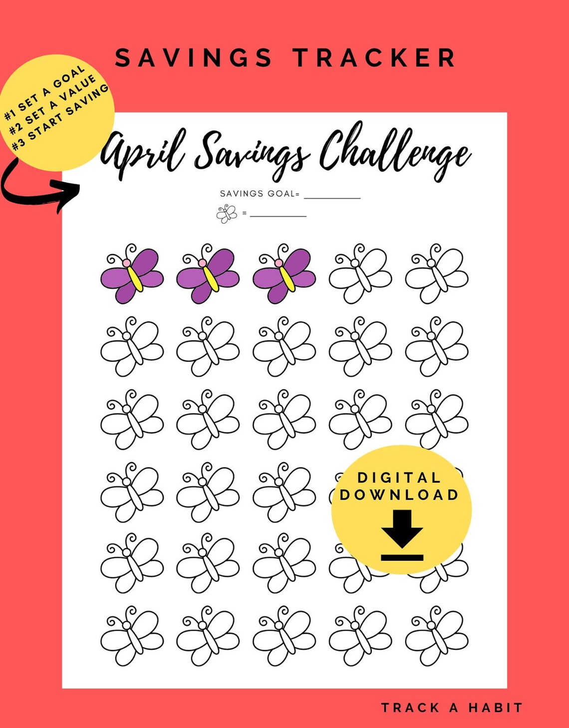 April Savings Challenge Printable Savings Challenge Savings Tracker ...