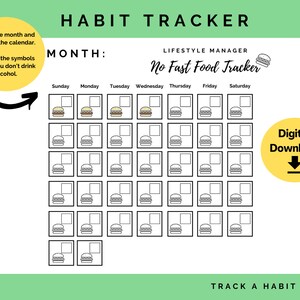 No Fast Food Calendar Printable No Take Away Calendar No - Etsy