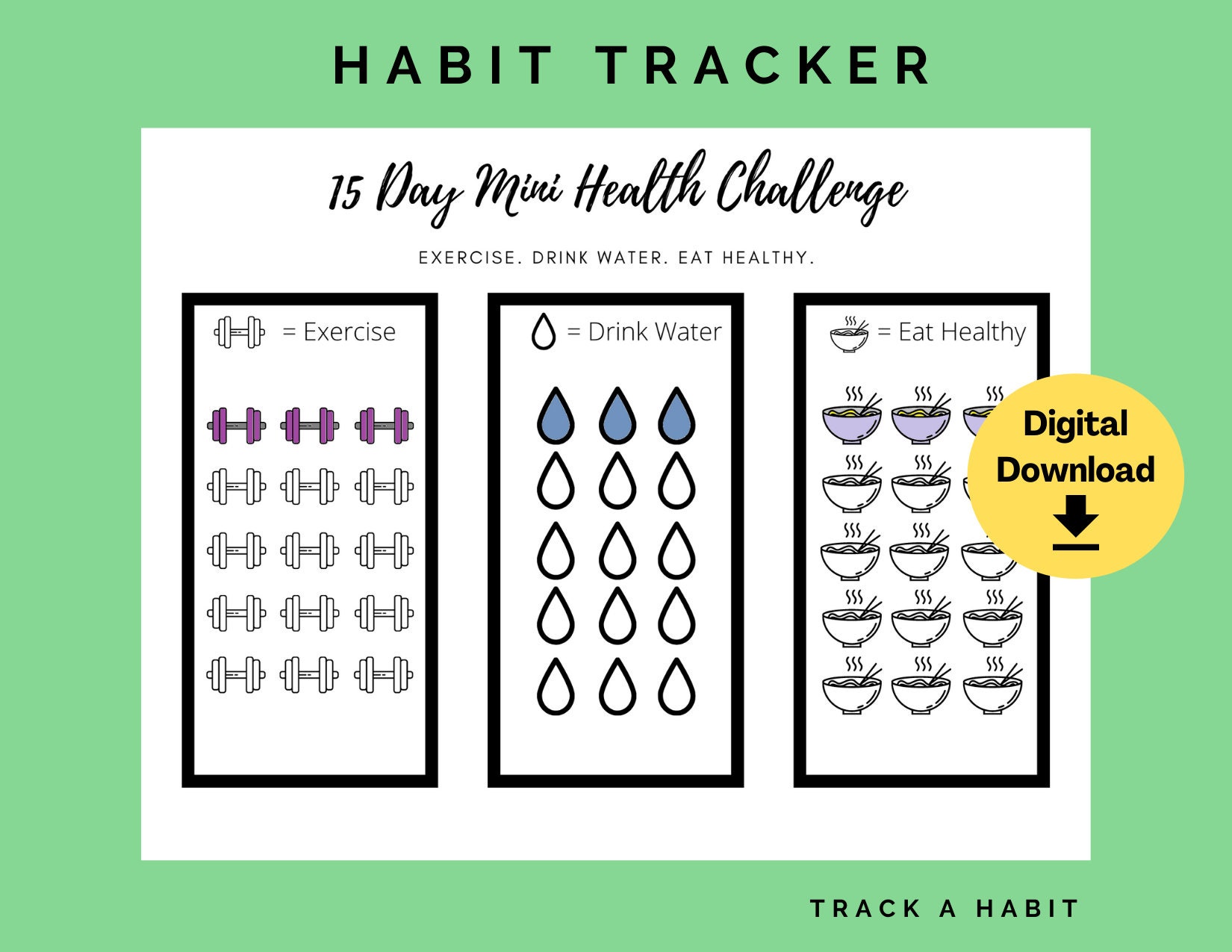 15 Day Mini Health Challenge Printable 15 Healthy Habits Challenge ...