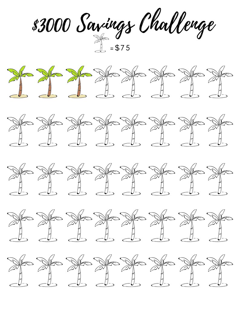 3000 Dollar Savings Challenge Printable Savings Plan Save - Etsy