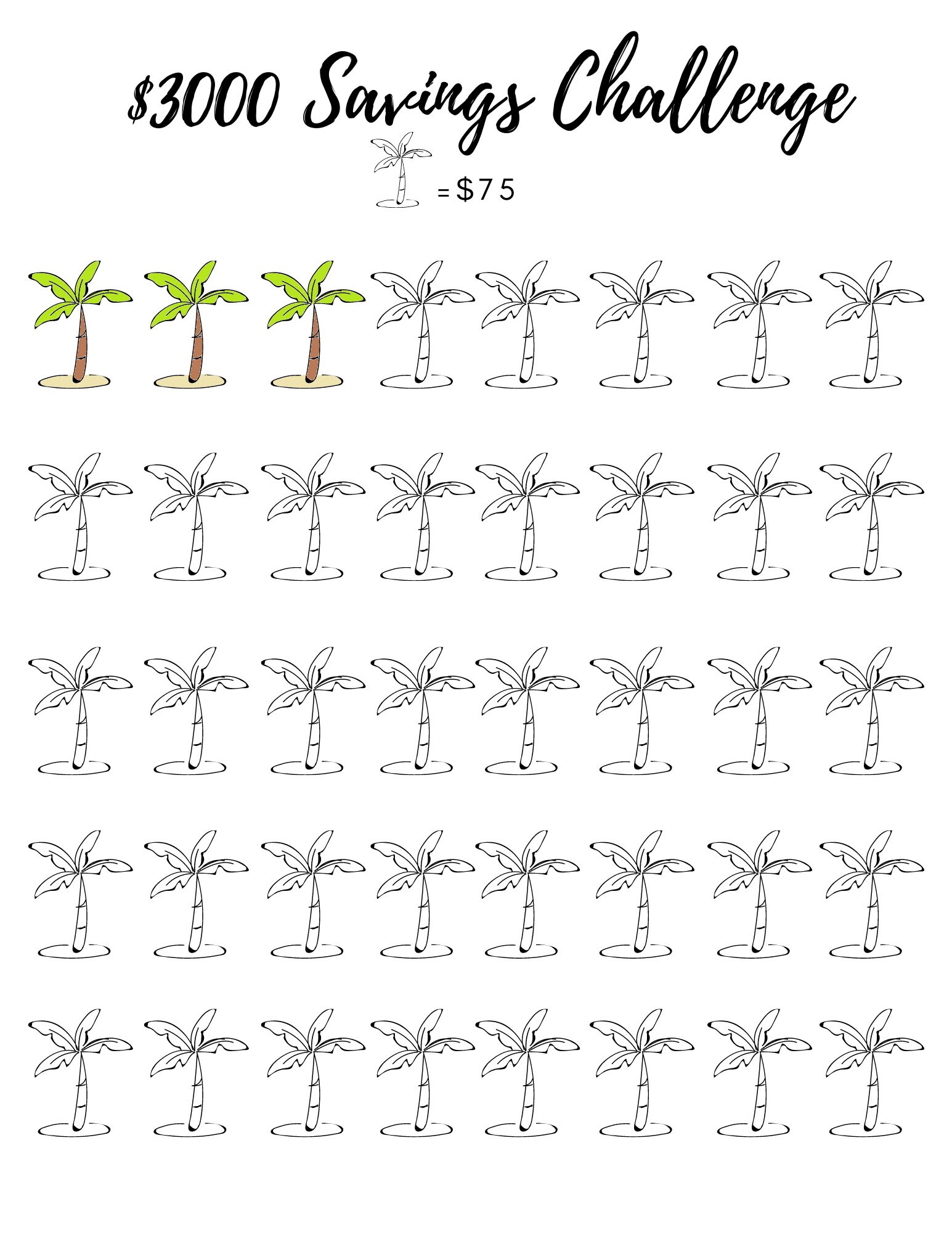 3000 Dollar Savings Challenge Printable Savings Plan Save 3000 Dollars ...