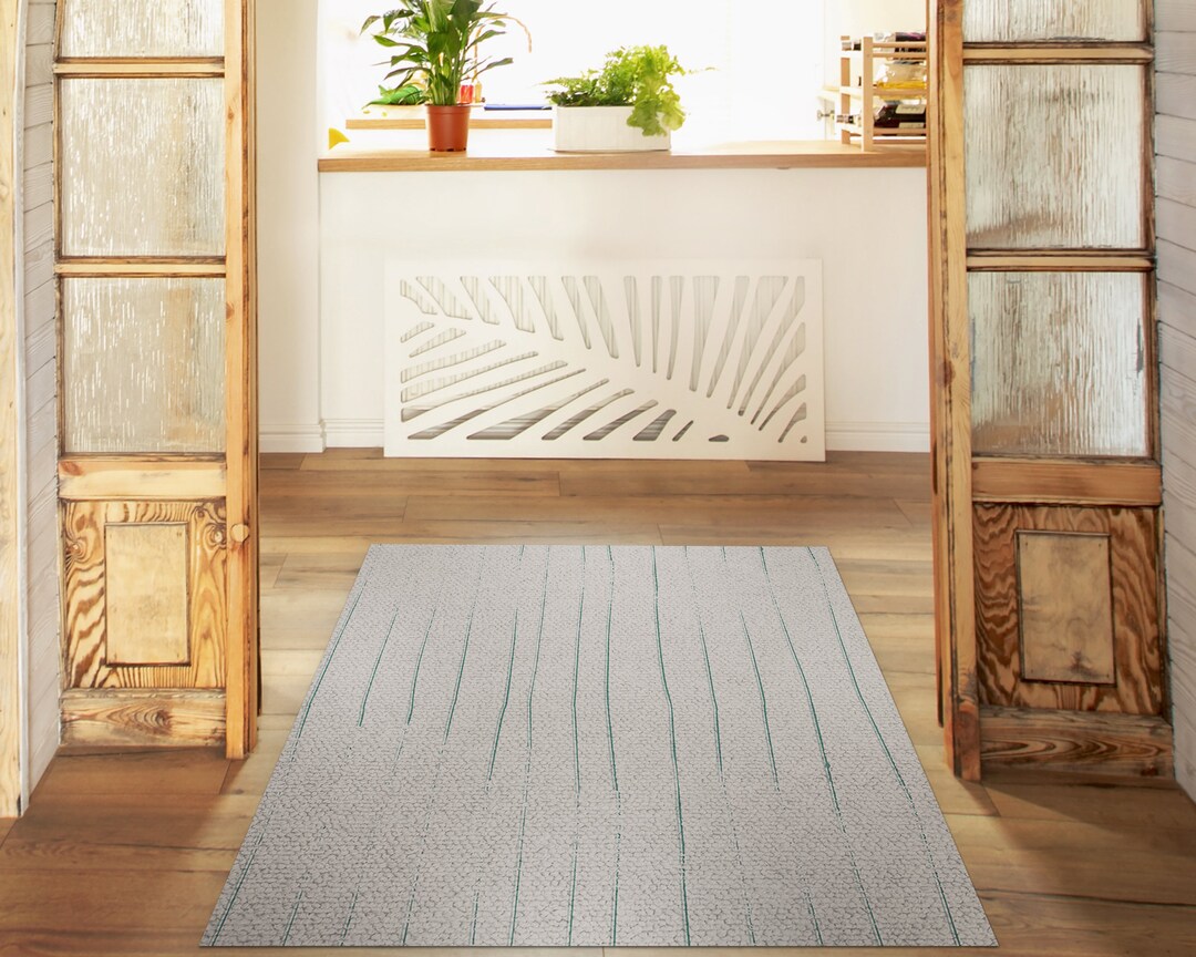 Vanishing Lines Pattern Vinyl Mat, Beige Vinyl Floor Mat, Brown Vinyl ...
