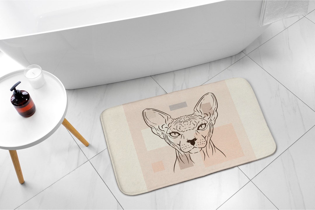 Animal Pattern, Beige, Sphinx Cat, Small Carpet, Modern Bathroom ...