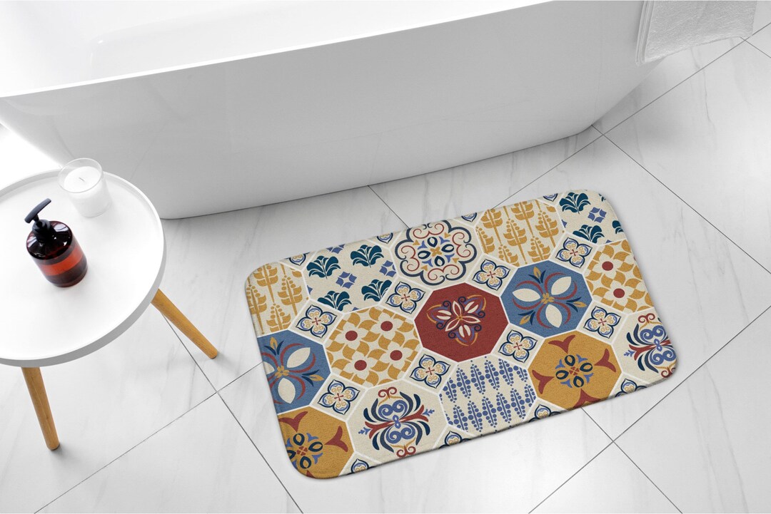 Ceramic Tiles, Orange Greece Pattern, Toilet Mat, Small Space Carpet ...
