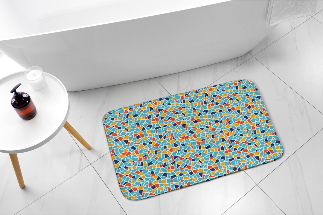 Bathroom Rug, Toilet Rug, Colorful Abstraction, Blue, Artistic Pattern ...