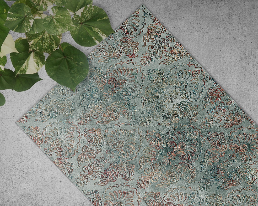 Classic Precious Metal Texture Vinyl Mat, Brown Vinyl Floor Mat, Green ...