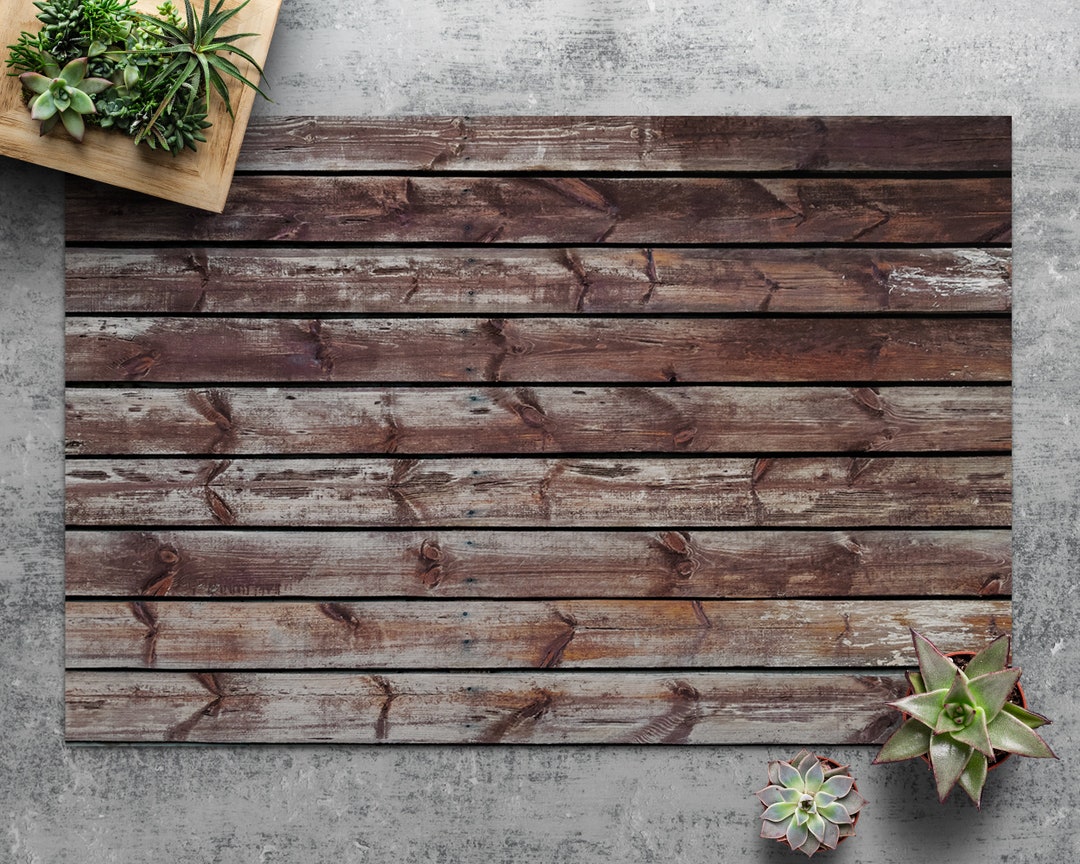 Classic Old Wood Rustic Texture Vinyl Mat, Brown Vinyl Rug, Beige PVC ...