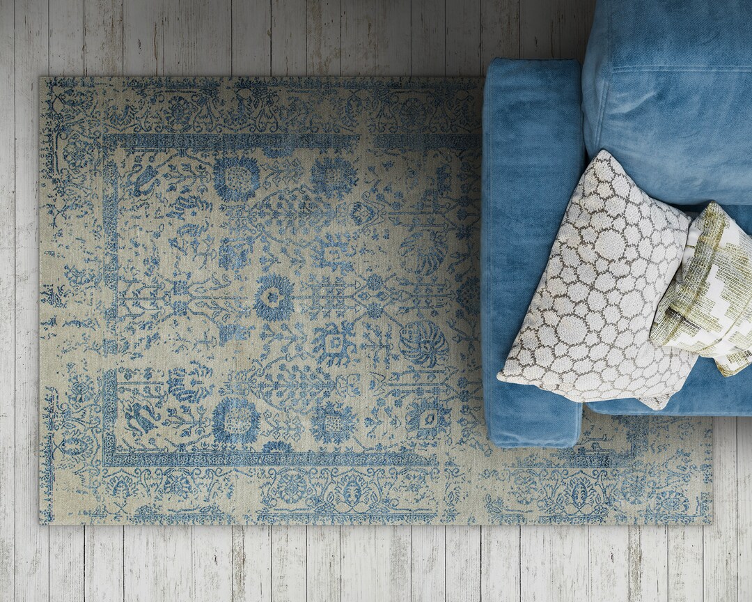 Carpet in Classic Style Vinyl Mat, Blue Vinyl Rug, Beige PVC Mat ...
