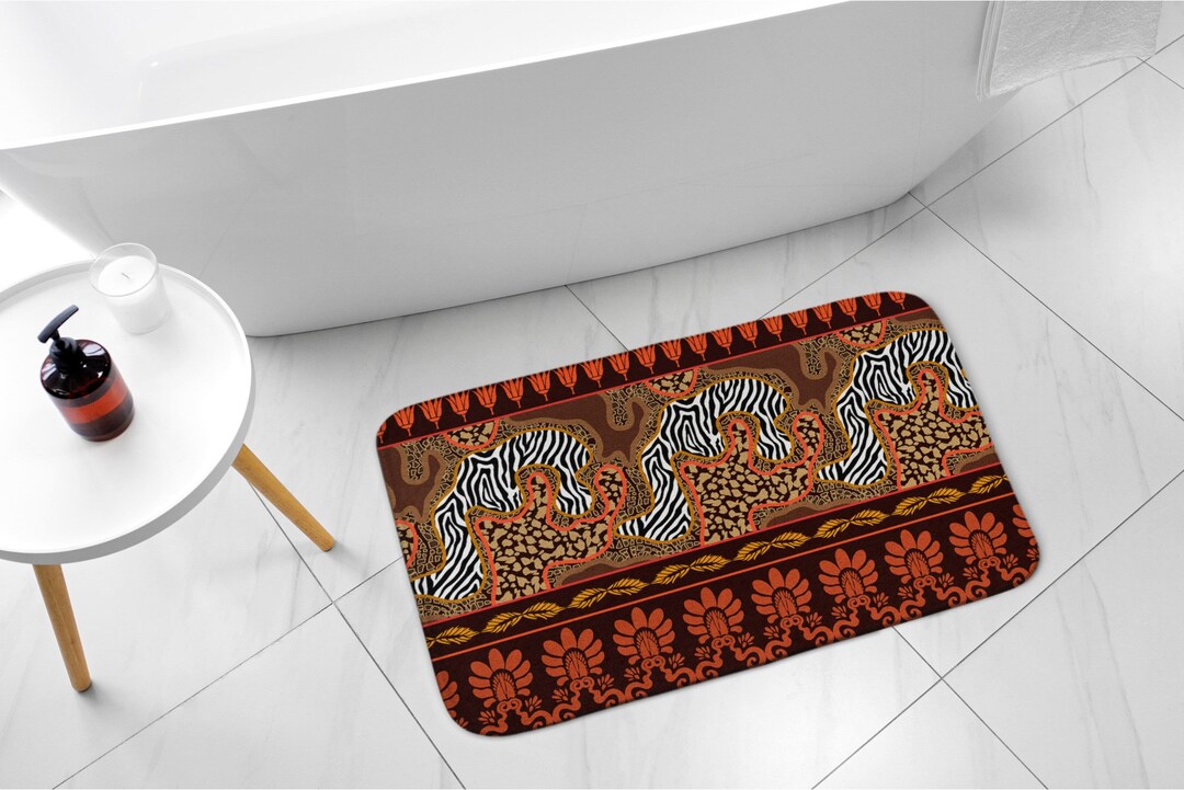 Brown Animal Pattern, Africa Animals Abstraction, Bathroom Rug ...