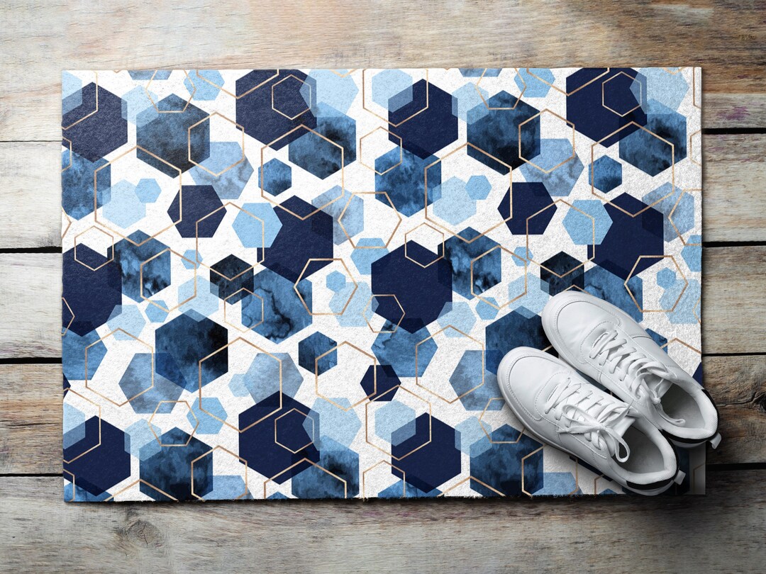 Hexagons Welcome Mat, Personalized Doormat, Abstraction Pattern, Cool ...