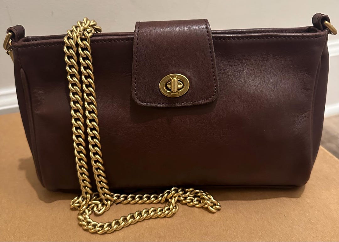 Vintage Coach Legacy Demi Turn Lock Bag – Brown Leather | Brass Chain ...