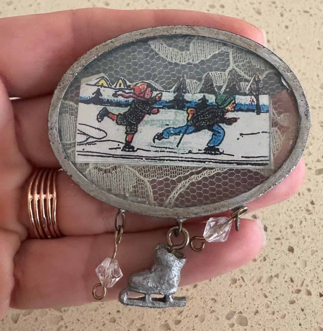 Vintage Ice Skating/winter Brooch/pin - Etsy