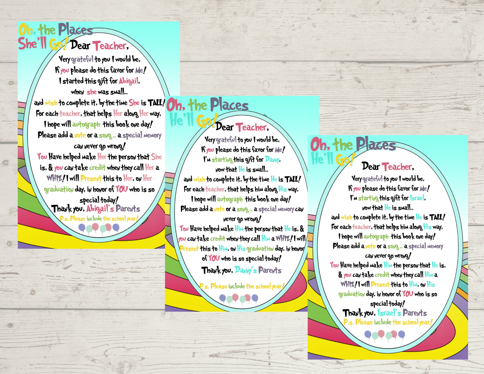 PERSONALIZED Oh the Places You'll Go *DIGITAL* End of the Year Teacher ...