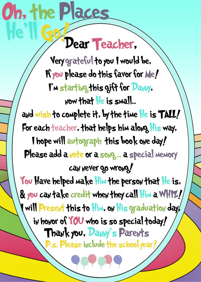 PERSONALIZED Oh the Places You'll Go *DIGITAL* End of the Year Teacher ...