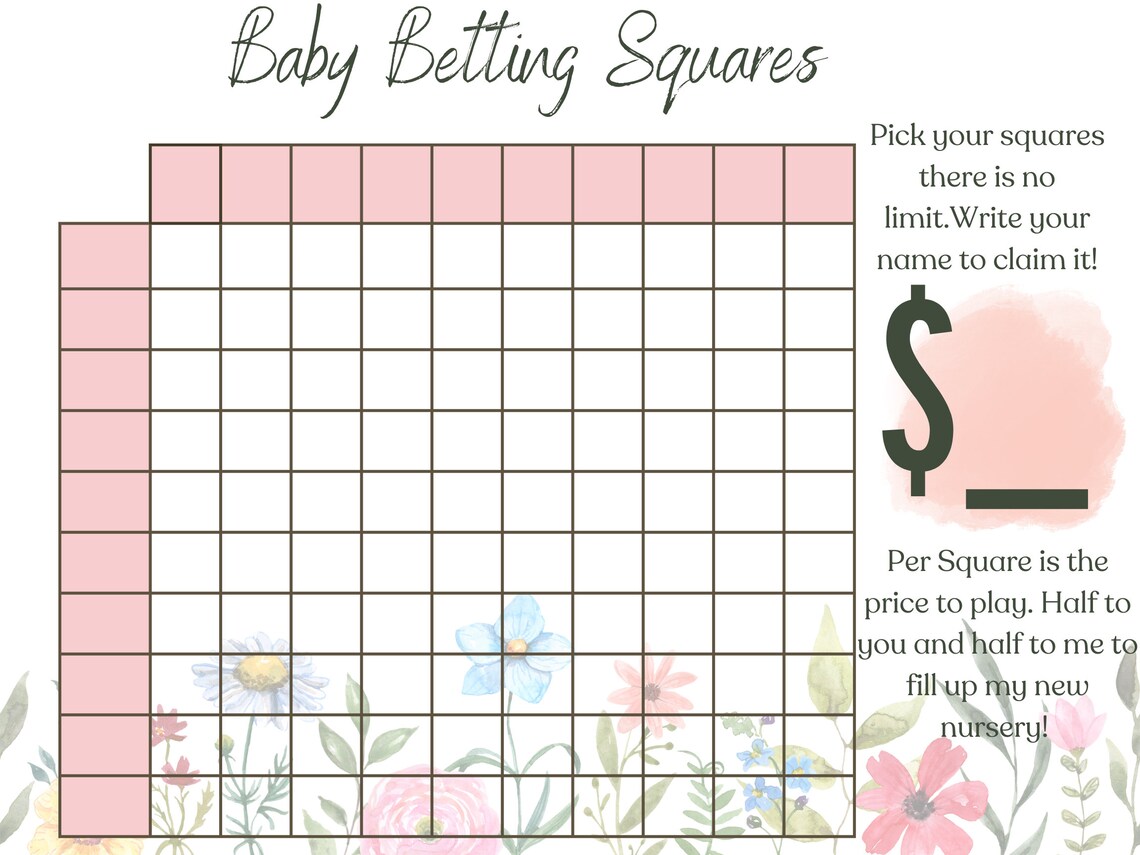 Baby Betting Square Flowers Editable Template - Etsy