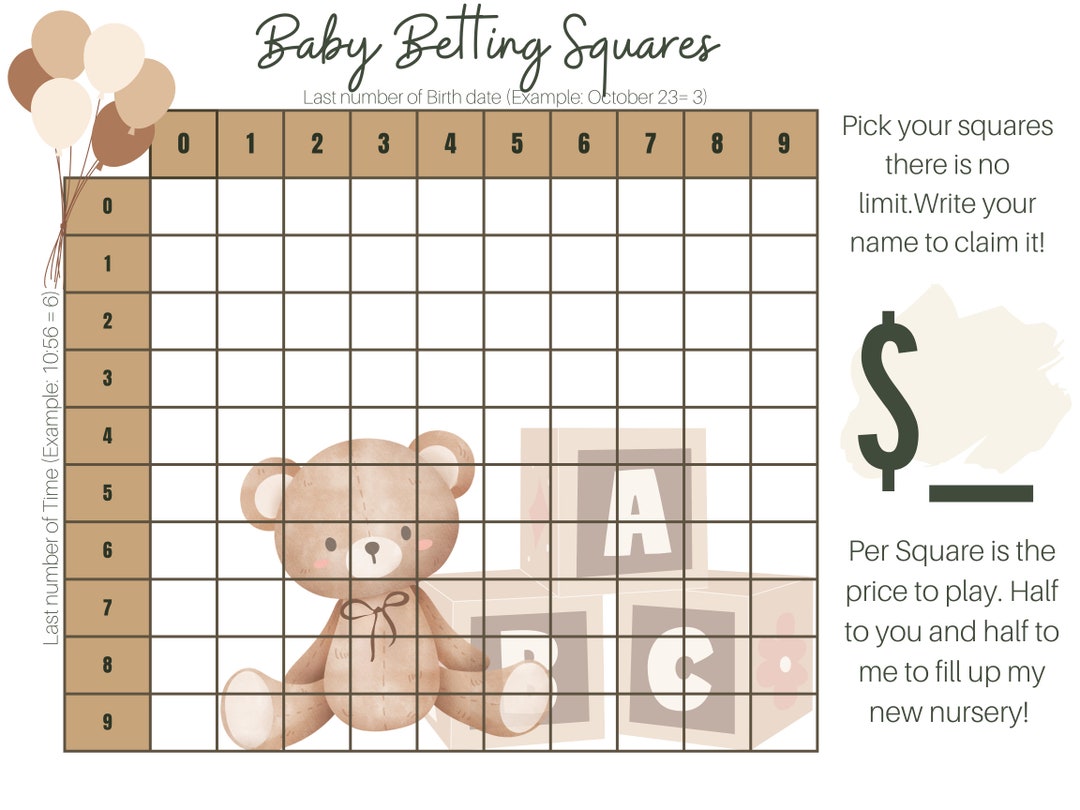 Baby Betting Squares Game Neutral - Etsy