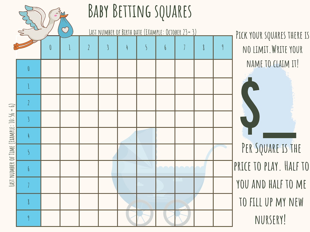 Baby Betting Squares Game Blue - Etsy
