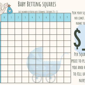 Baby Betting Squares Game Blue - Etsy