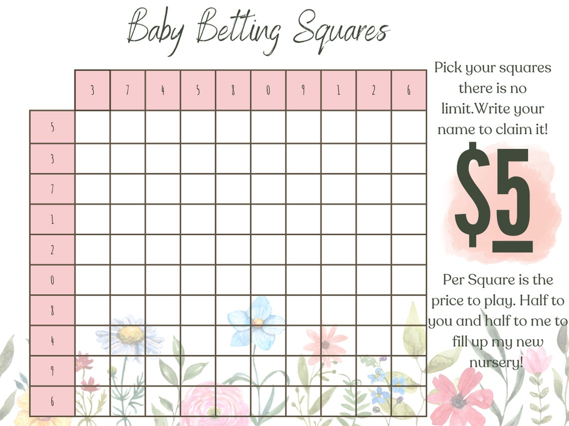 Baby Betting Square Flowers Editable Template - Etsy