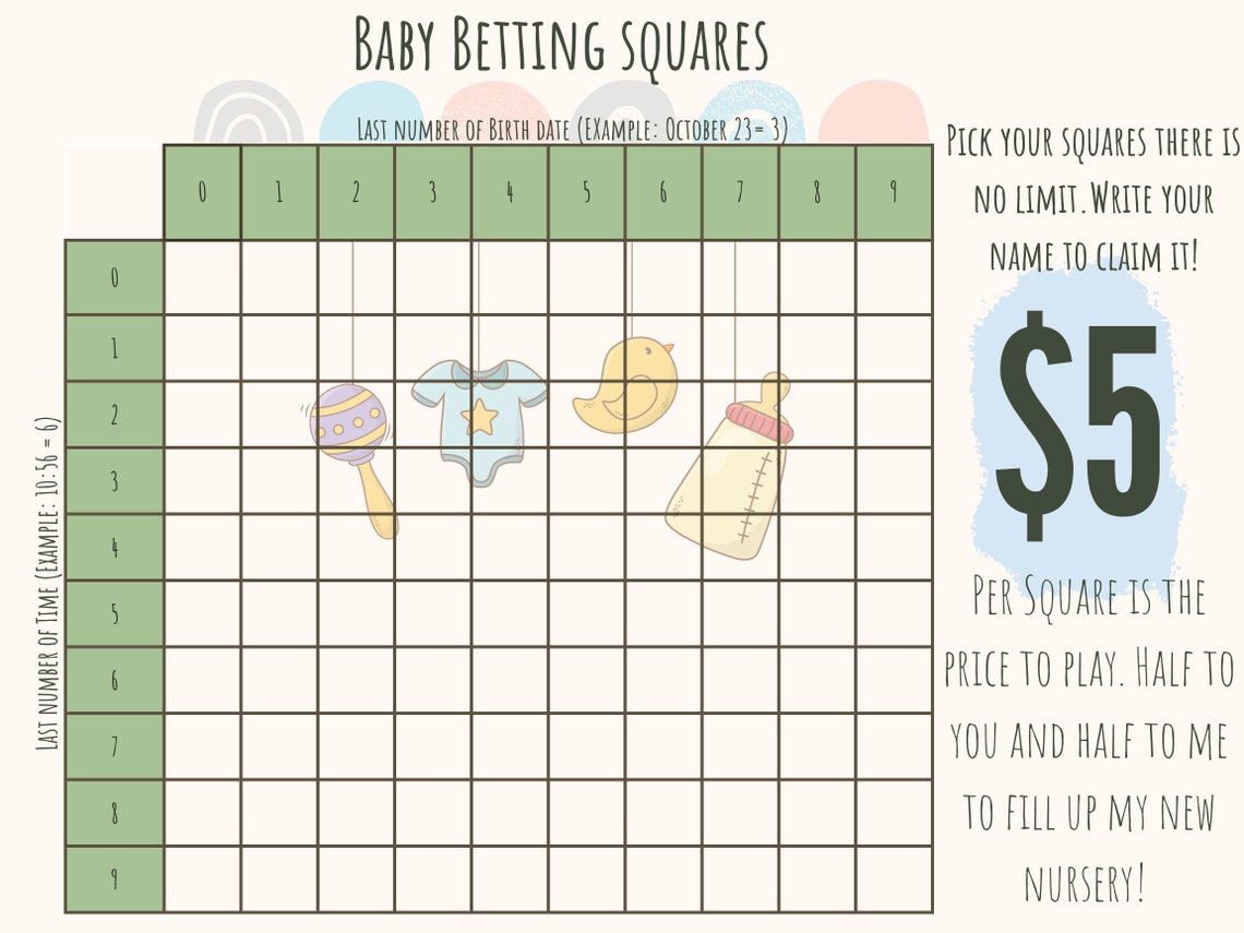 Baby Shower Baby Betting Squares Game - Etsy