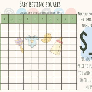 Baby Shower Baby Betting Squares Game - Etsy