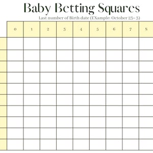 Baby Betting Squares Game - Simply Yellow - Etsy