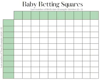 Baby Shower Baby Betting Squares Game - Etsy