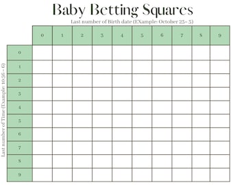 Baby Shower Baby Betting Squares Game - Etsy