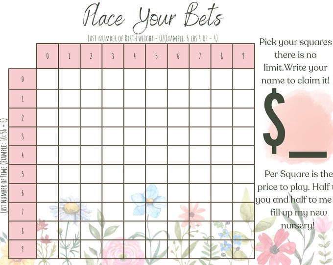Baby Betting Squares Pink Flower CUSTOM ORDER - Etsy