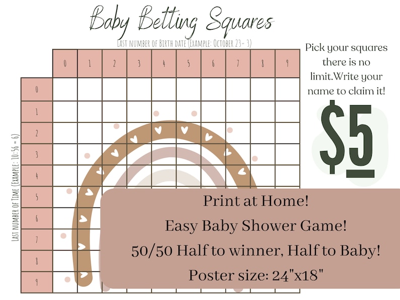 Baby Betting Squares Neutral Rainbow - Etsy