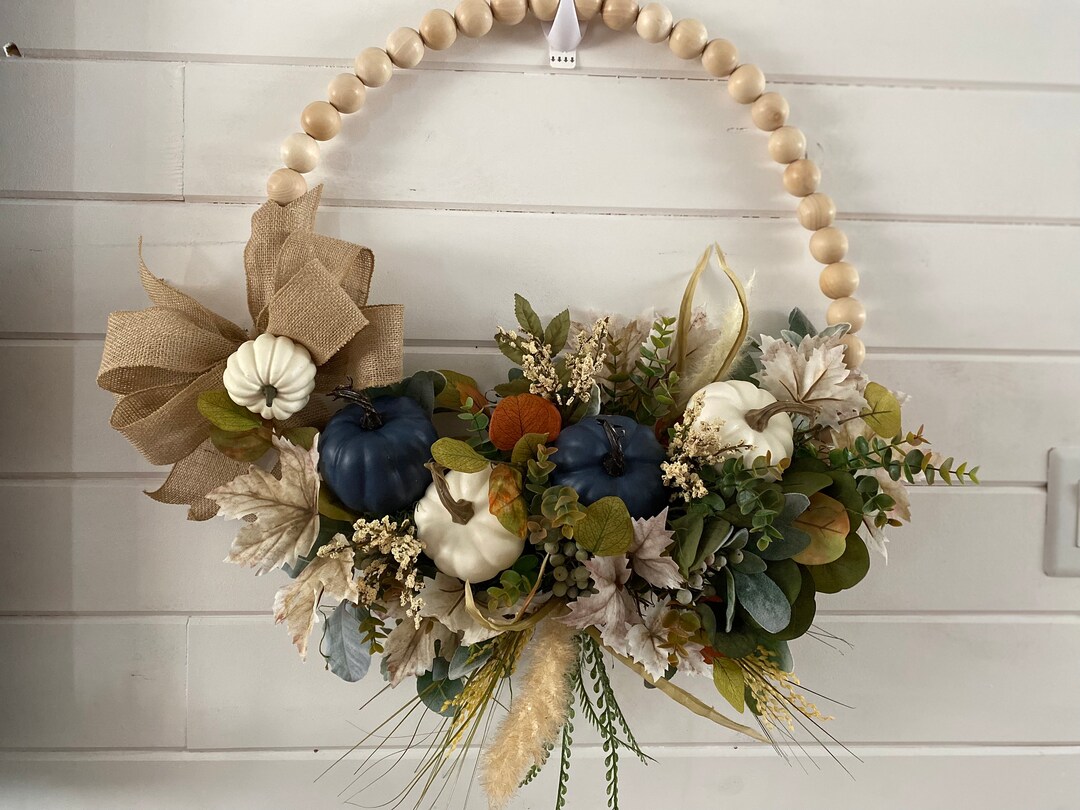 Fall Beaded Wreath With Pumpkins - Etsy