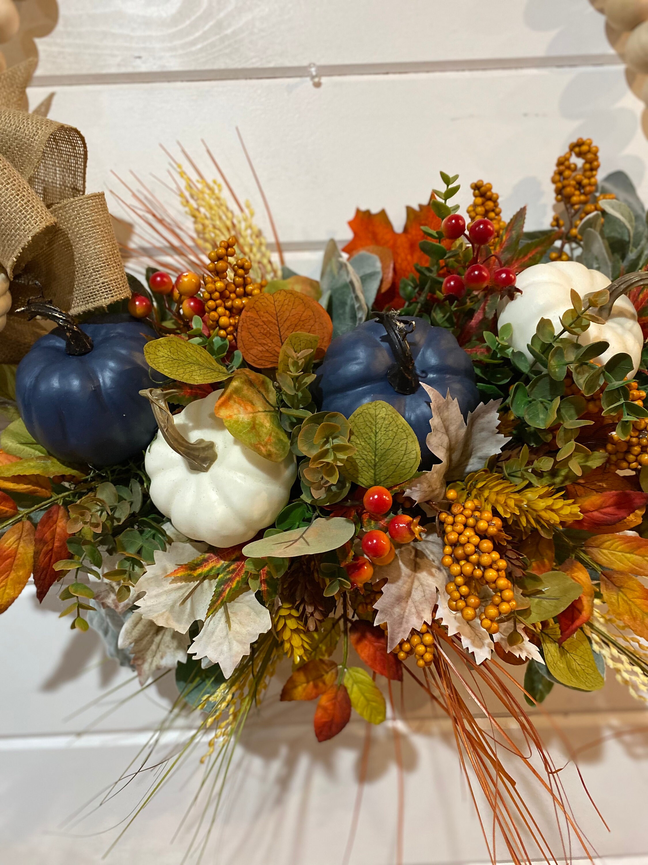 Fall Beaded Wreath With Pumpkins - Etsy