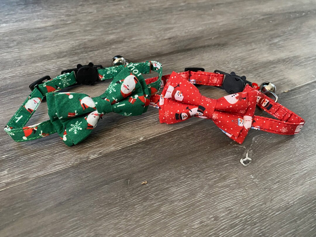 Christmas Bowtie Breakaway Quick Release Cat Collars With Bells, Santa ...
