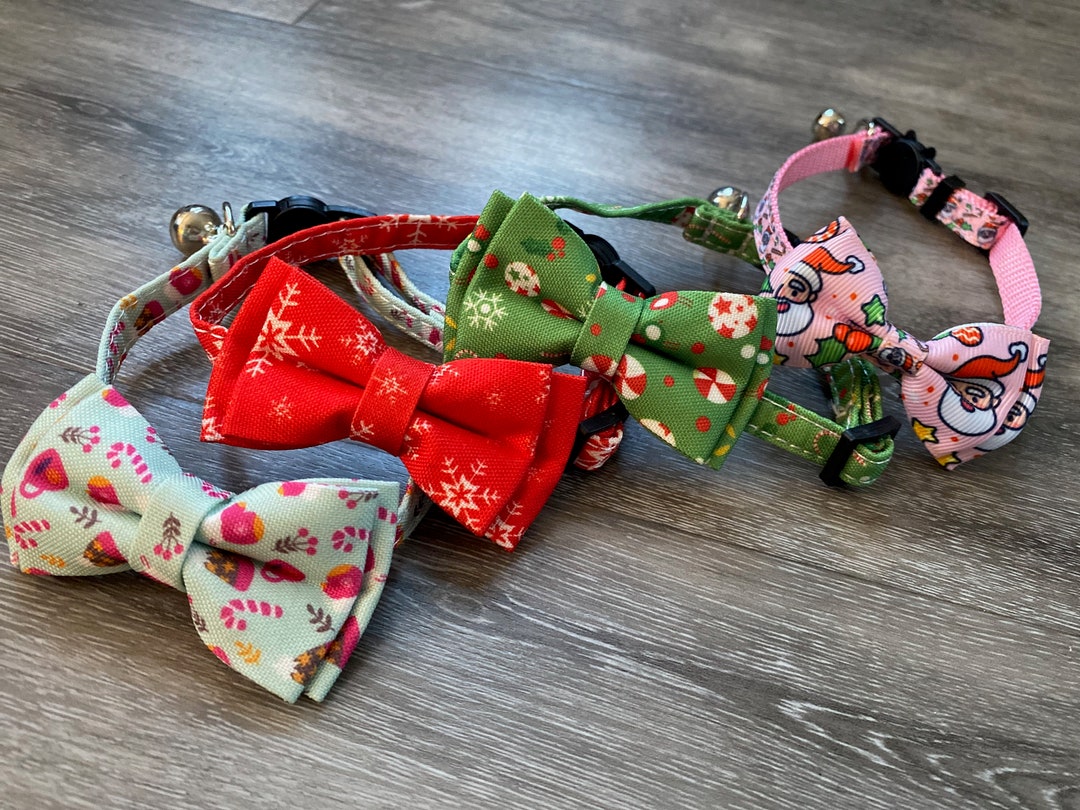 Christmas Bowtie Breakaway Quick Release Cat Collars With Bells, Candy ...