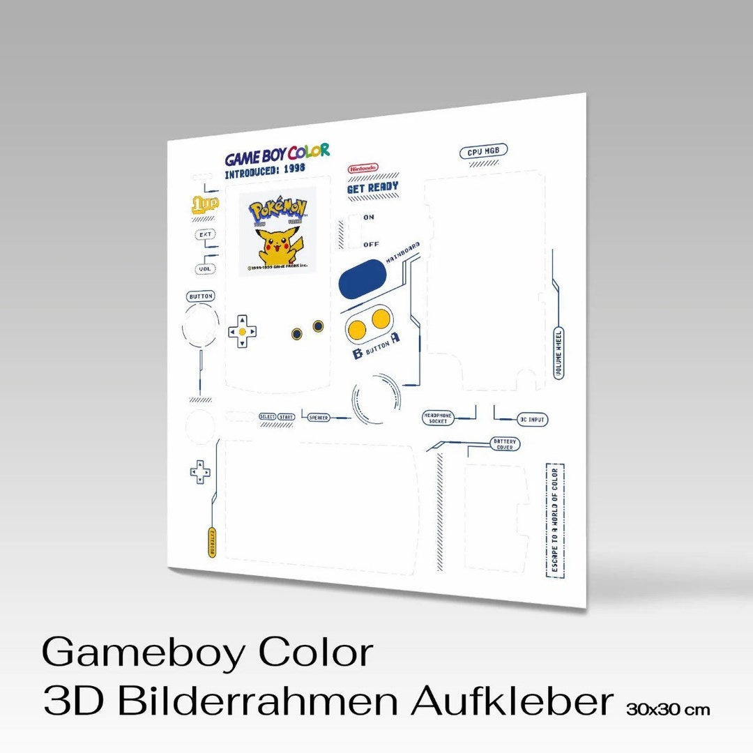 Framed Nintendo Game Boy Color Template Sticker, Disassembled Game ...